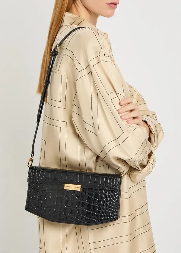 TOTEME Crocodile-embossed Leather Shoulder Bag With Push-lock Fastening