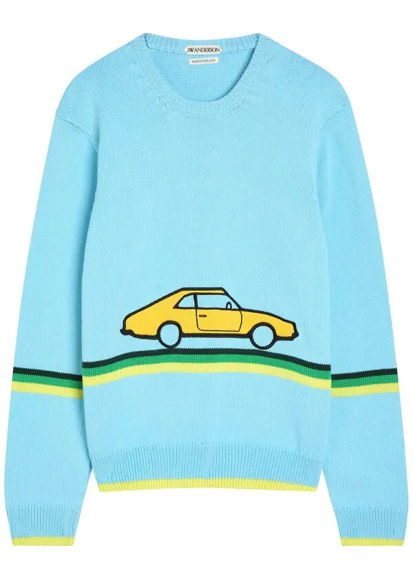 JW Anderson Car Striped Cotton-knit Jumper