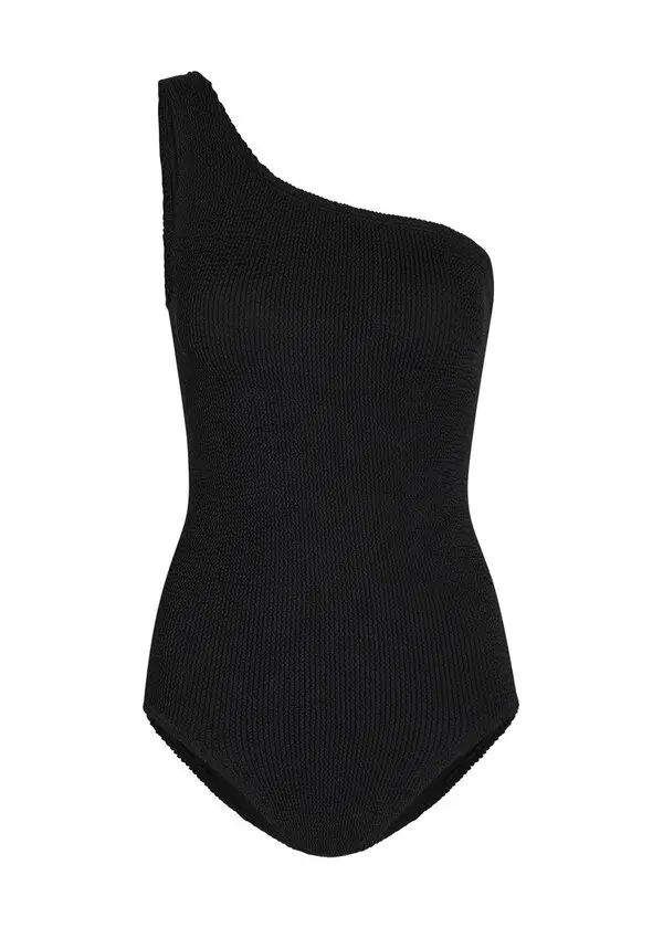 Hunza G One-shoulder Crinkle One Piece Swimsuit - Black