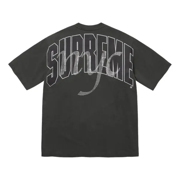 Supreme Ss26 Rhinestone Script S/s T-shirt - Black