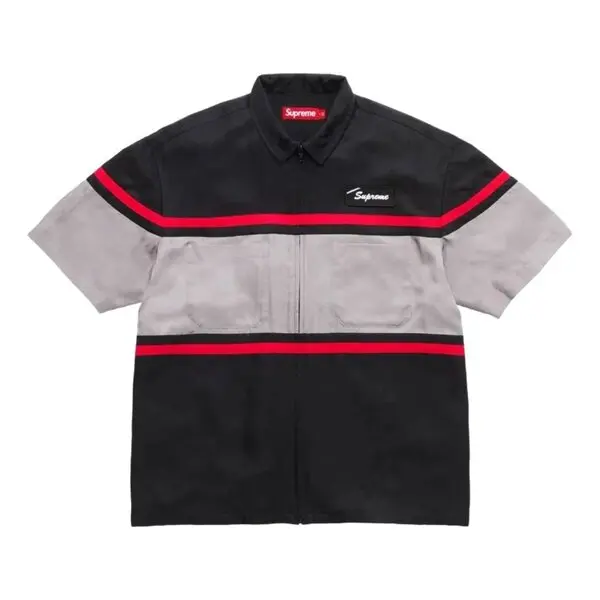 Supreme Ss26 Silk Zip Up S/s Shirt - Black