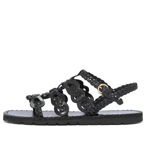 Prada Braided Leather Sandals - Black