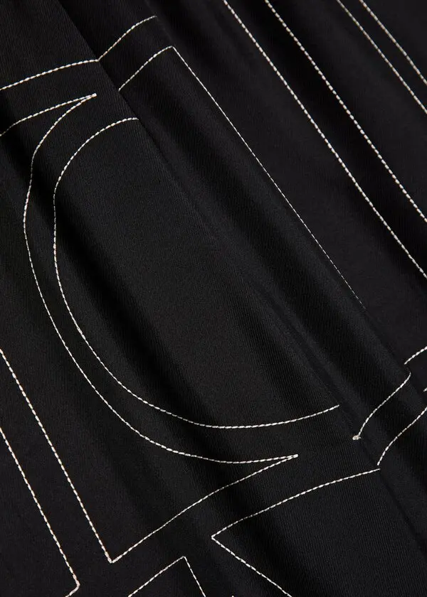TOTEME Logo-monogrammed Wide-leg Silk Trousers