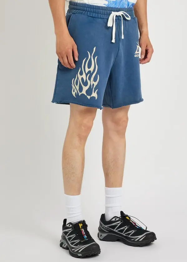 GODMADE Logo Print Cotton Sweatshorts - Blue Light