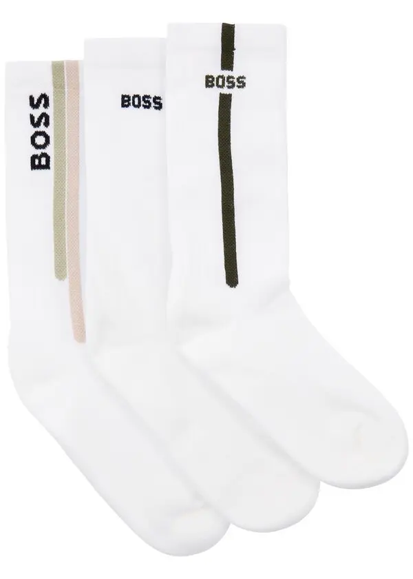 BOSS Logo-intarsia Cotton-blend Socks