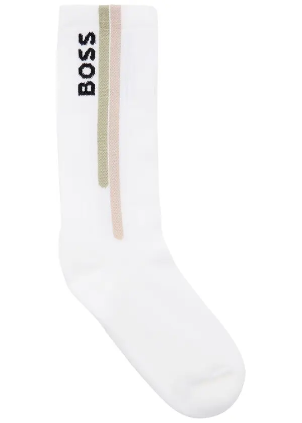 BOSS Logo-intarsia Cotton-blend Socks