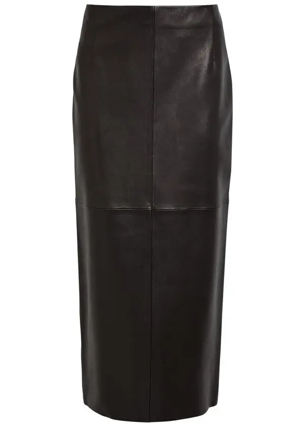 Nour Hammour Selly Suede Midi Skirt - Black