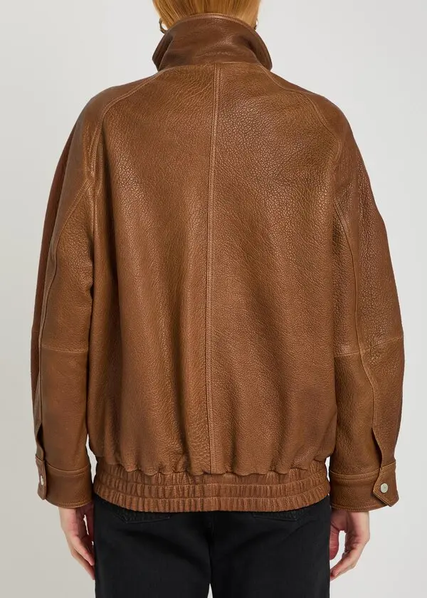 Nour Hammour Ariste Panelled Grained Leather Bomber Jacket