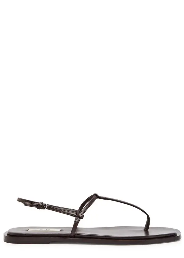 TOTEME T-strap Leather Sandals - Brown