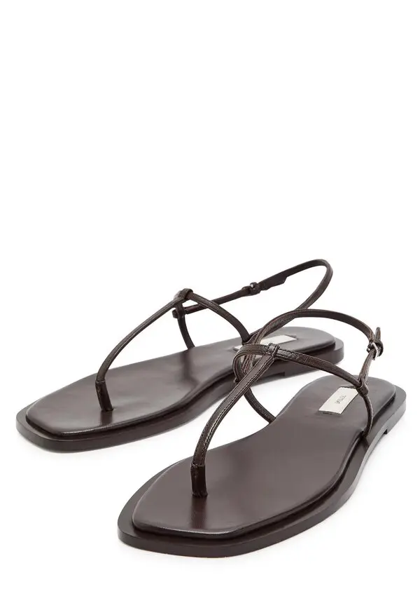 TOTEME T-strap Leather Sandals - Brown