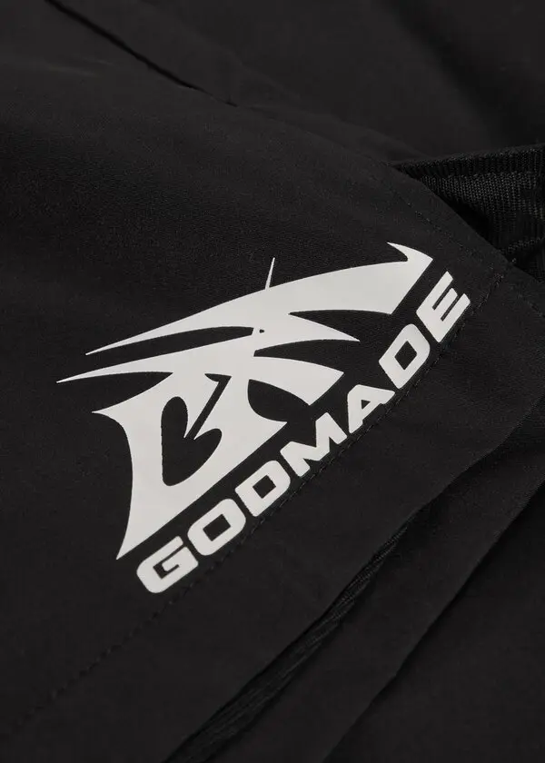 GODMADE Logo-print Cotton Swim Shorts - Black