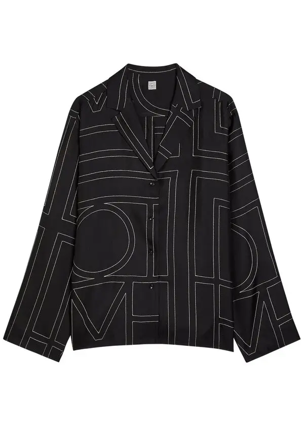 TOTEME Logo-monogrammed Silk Shirt