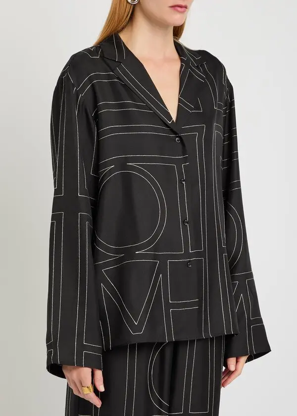 TOTEME Logo-monogrammed Silk Shirt
