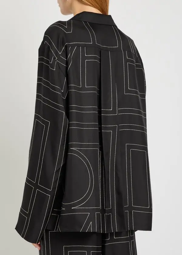 TOTEME Logo-monogrammed Silk Shirt