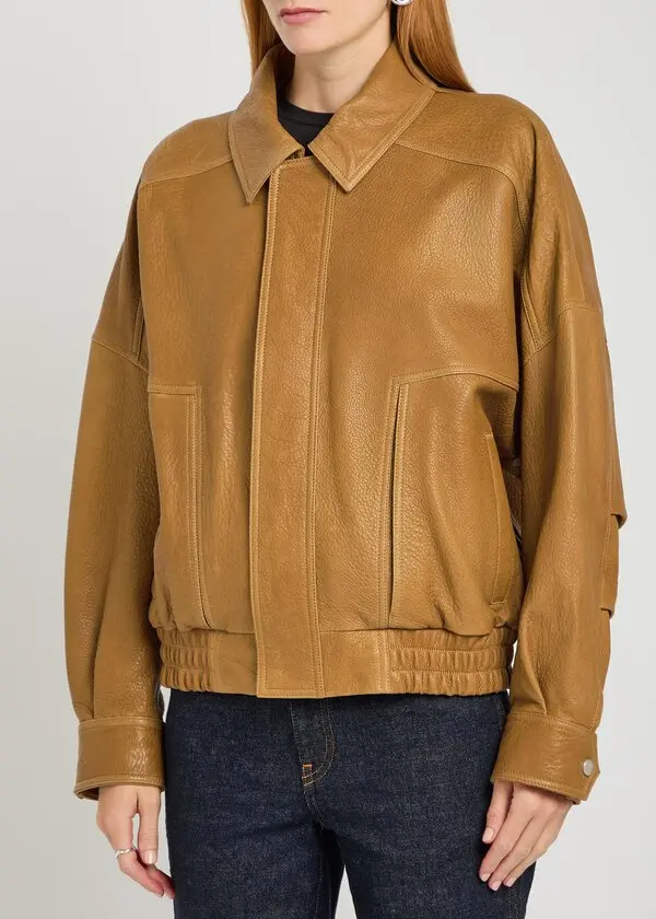 Nour Hammour Dalma Grained Leather Jacket
