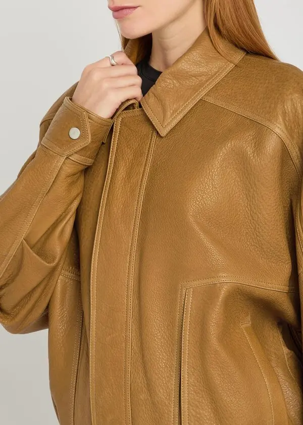 Nour Hammour Dalma Grained Leather Jacket