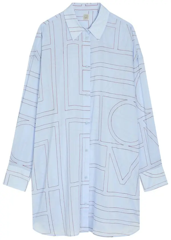 TOTEME Logo Monogrammed Cotton-blend Shirt - Light Blue