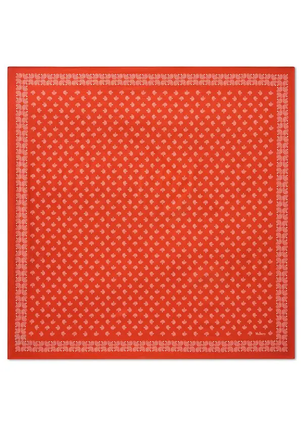 Mulberry Printed Cotton Scarf - Orange