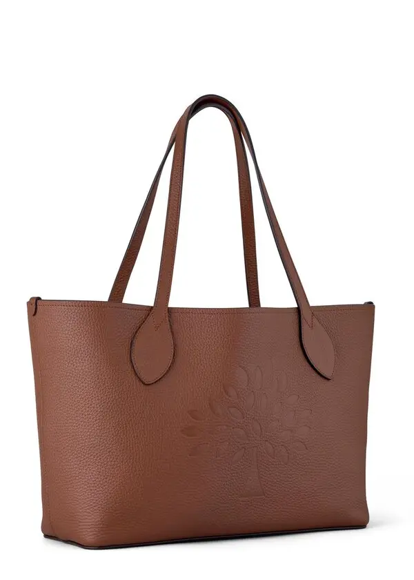Mulberry Logo Grained Leather Tote Bag - Brown