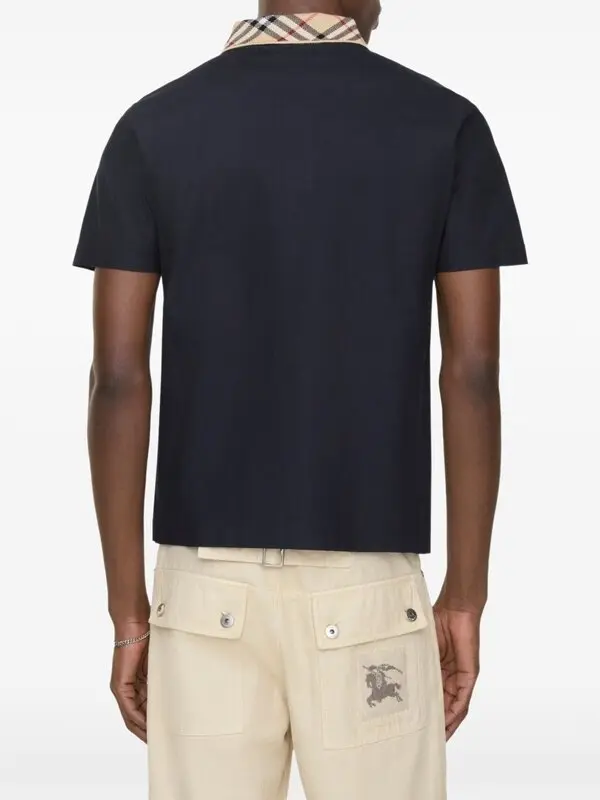 Burberry Check Collar Short Sleeved Polo Shirt