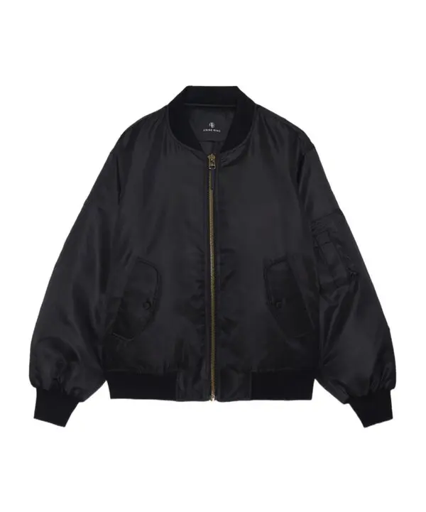 ANINE BING Leon Satin Zipped Bomber Jacket