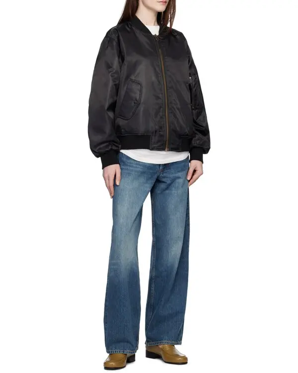 ANINE BING Leon Satin Zipped Bomber Jacket