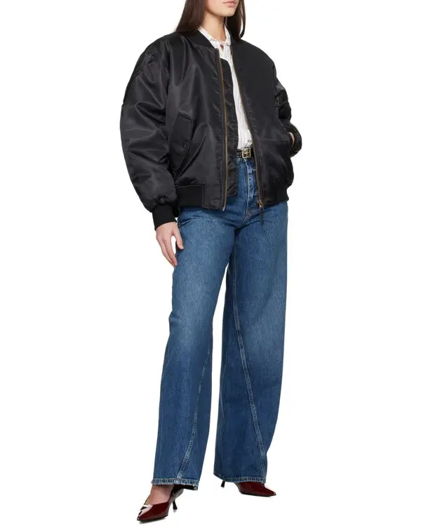 ANINE BING Leon Satin Zipped Bomber Jacket