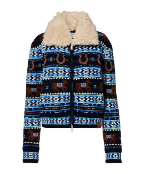 Stella McCartney Intarsia Virgin Wool Zip-up Cardigan