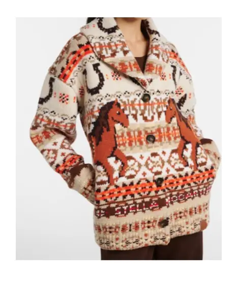 Stella McCartney Intarsia Oversized Virgin Wool Cardigan