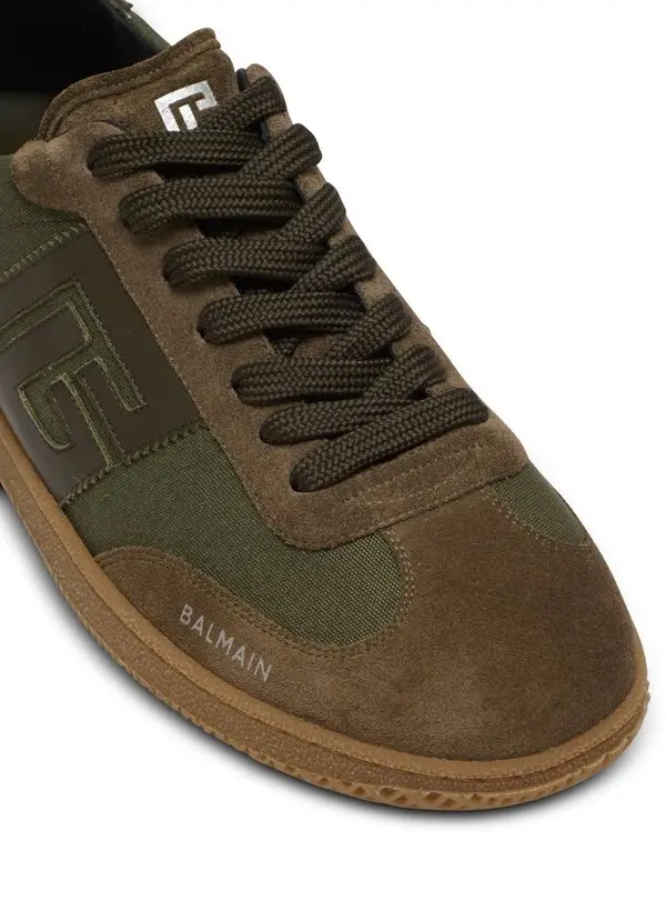 Balmain Leather And Canvas Swan Trainers