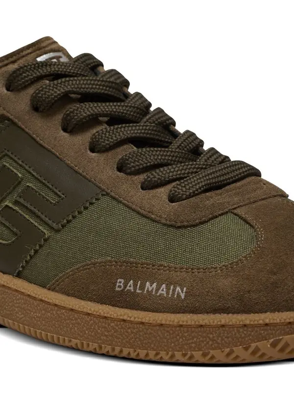Balmain Leather And Canvas Swan Trainers