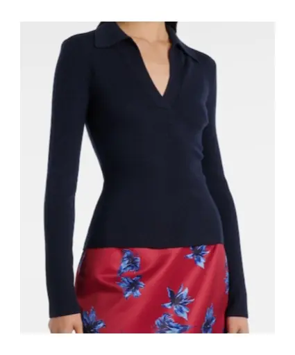 EMILIA WICKSTEAD Austin Ribbed-knit Wool Polo Sweater