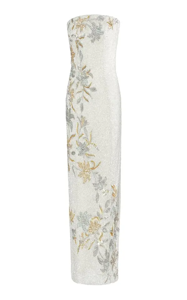 LA FUORI Embellished Tulle Maxi Dress - Ivory
