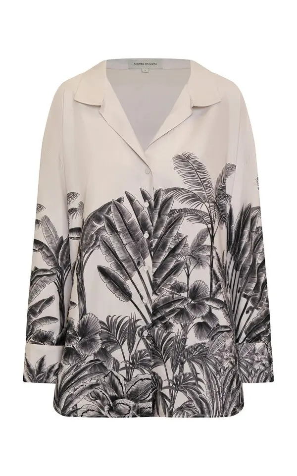 ANDRES OTALORA Oversized Printed Linen Shirt