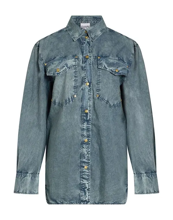 GANNI Organic Cotton Denim Shirt - Blue