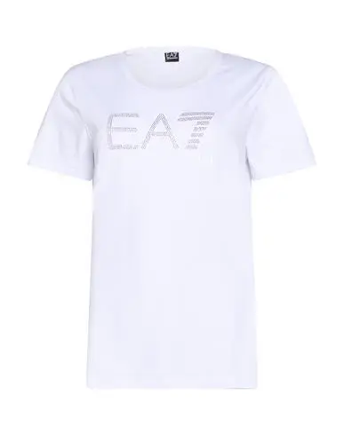 EA7 Cotton Jersey T-shirt With Crystal Embellishments - White