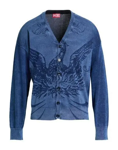 DIESEL® Cotton Cardigan With Eagle Graphic - Navy