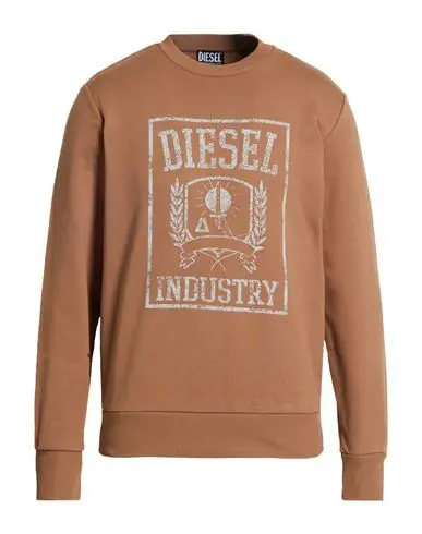 DIESEL® Cotton French Terry Sweatshirt With Printed Logo - Brown