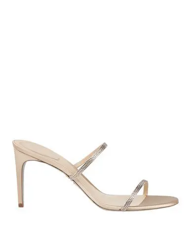 Rene Caovilla Sandals Size Leather, Textile Fibers - Beige
