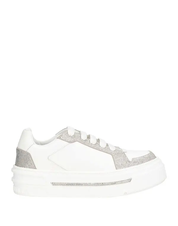 Rene Caovilla Calfskin Embellished Flatform Sneakers - Silver