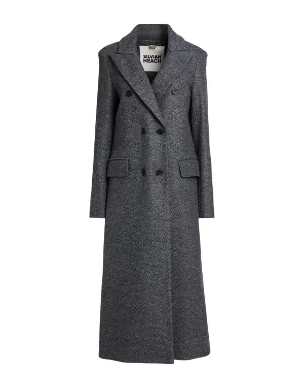 SILVIAN HEACH Double-breasted Military Polyester Coat - Grey