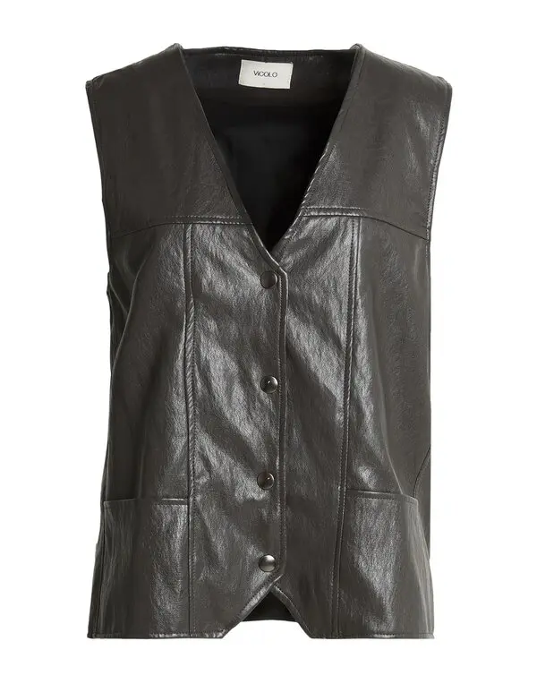 VICOLO Vest Taupe Size Polyester, Polyurethane