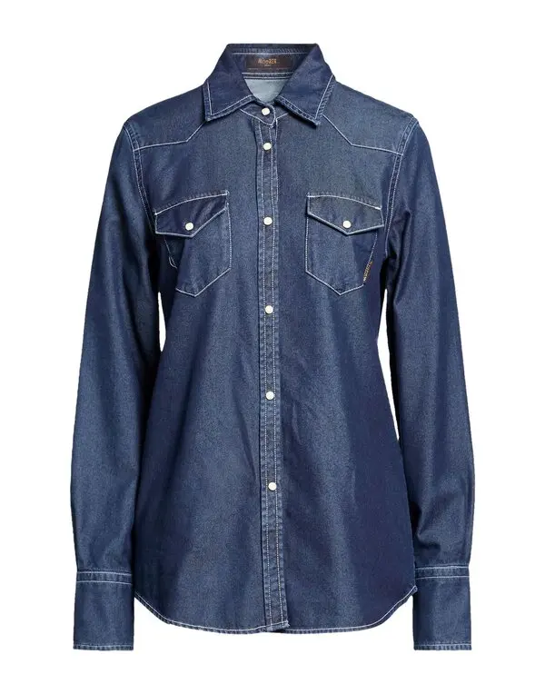 MOORER Denim Shirt With Silk Blend