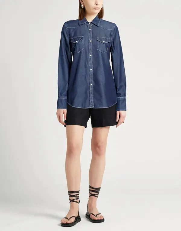MOORER Denim Shirt With Silk Blend