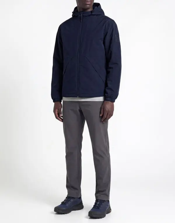 Timberland Khaki Nylon Hooded Jacket With Logo Detail - Navy