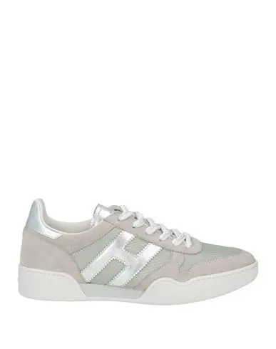 Hogan Taupe Leather And Textile Low-top Sneakers - Grey