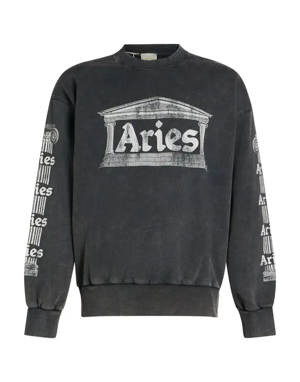 Aries Cotton Crewneck Sweatshirt With Logo Print