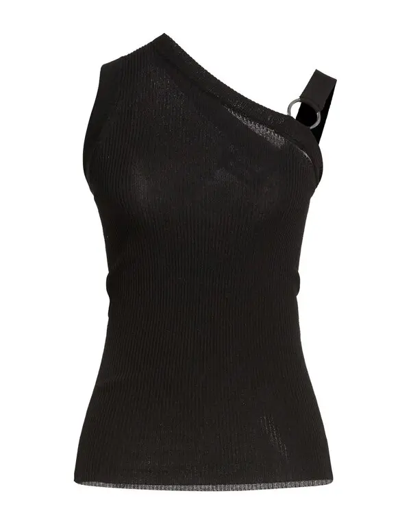 Moschino Ribbed Knit One Shoulder Top - Black