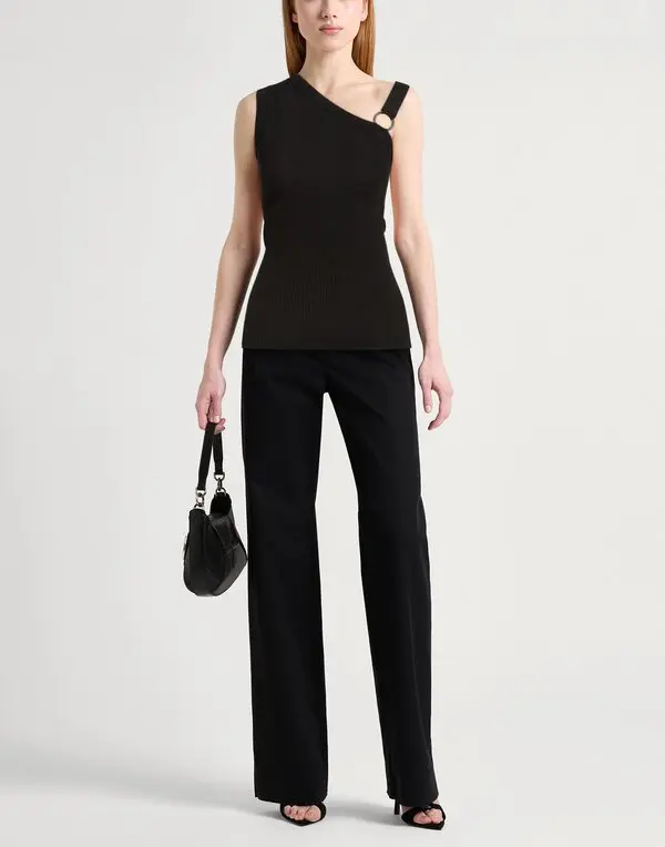 Moschino Ribbed Knit One Shoulder Top - Black