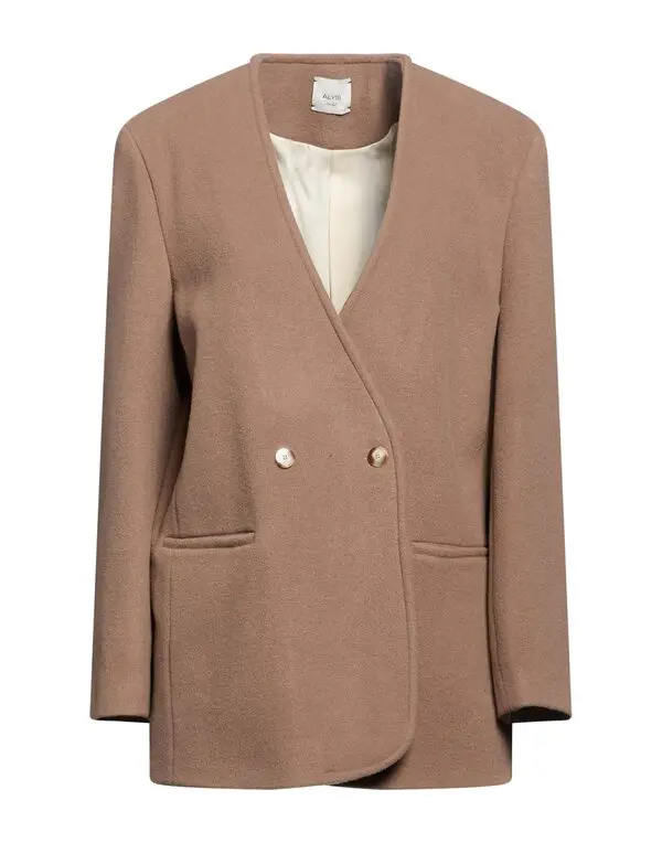 ALYSI Chocolat Coat Taupe Size Virgin Wool